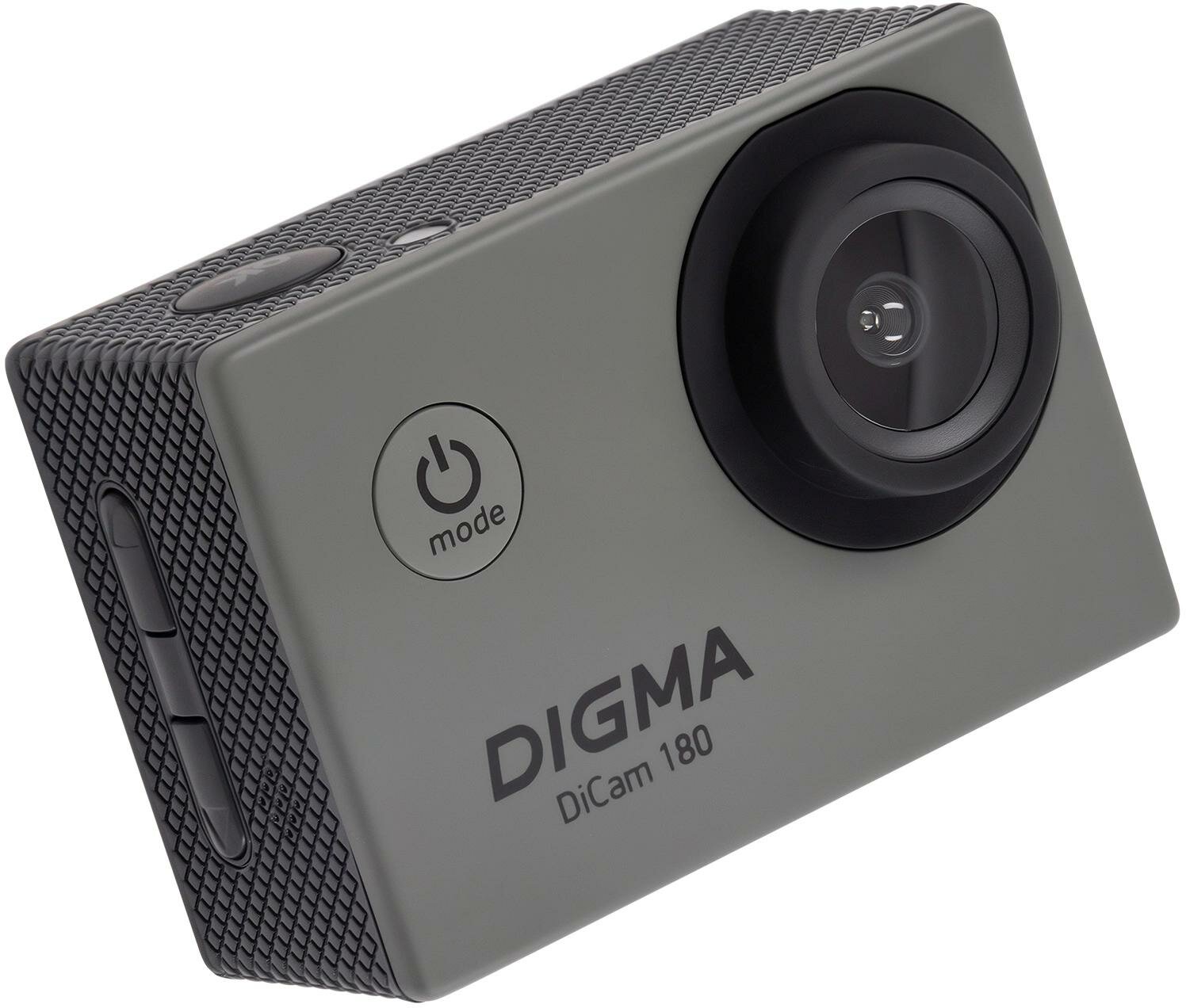 Экшн-камера DIGMA DiCam 180, угол обзора 123 градуса, серый (DC180)