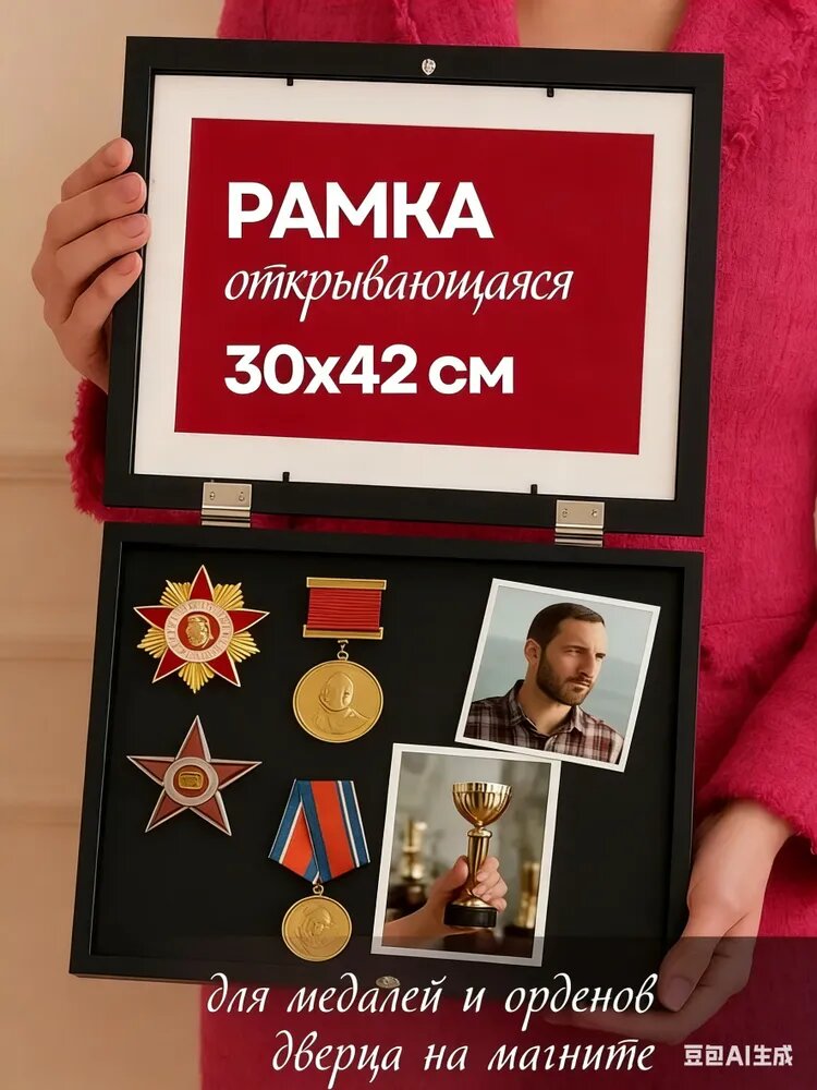 Фоторамка для медалей и орденов, 30x42 см, дверца на магните