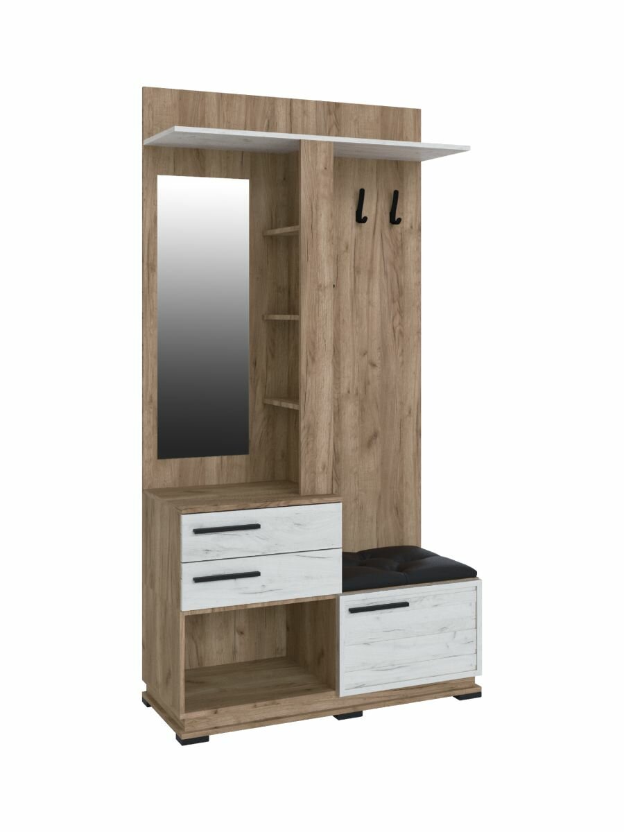 Домани центральная секция Модена МЦС 30 1104х2100х400, Дуб крафт табачный/Дуб крафт белый/Венге