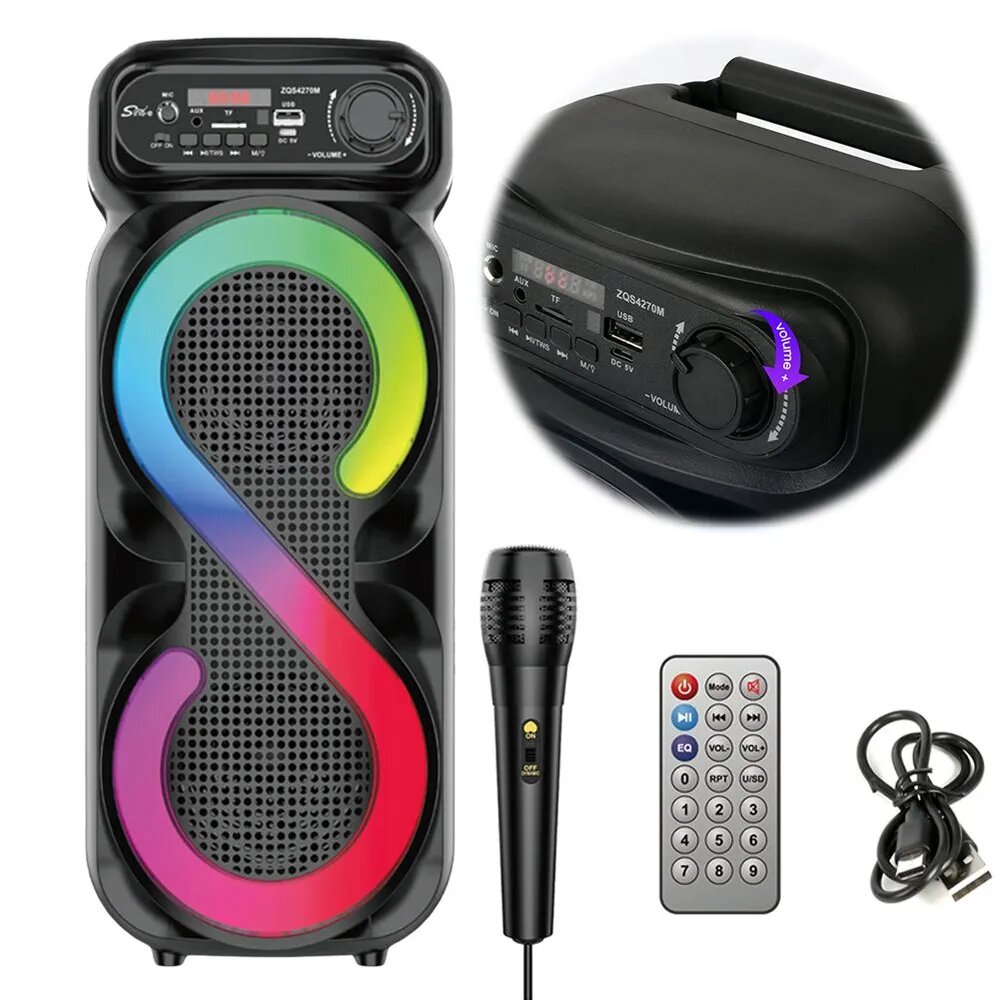 Колонка для улицы, 16 Вт, с подсветкой, Bluetooth, 4 дюйма, 1500 мА ч