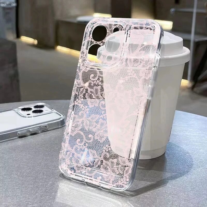 Бело-розовый Чехол Из Мягкого ТПУ С Кружевным Узором Для iPhone: Style2, for iPhone 17Air