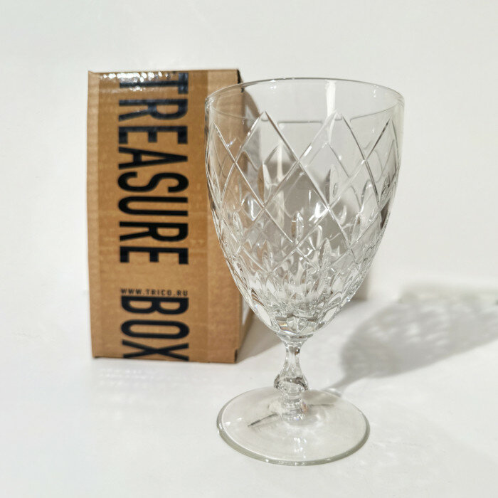 Бокал для вина, воды, 100% хрусталь, ручная работа, 250 мл, эко-подарок в коробке крафт, ID: 000200
