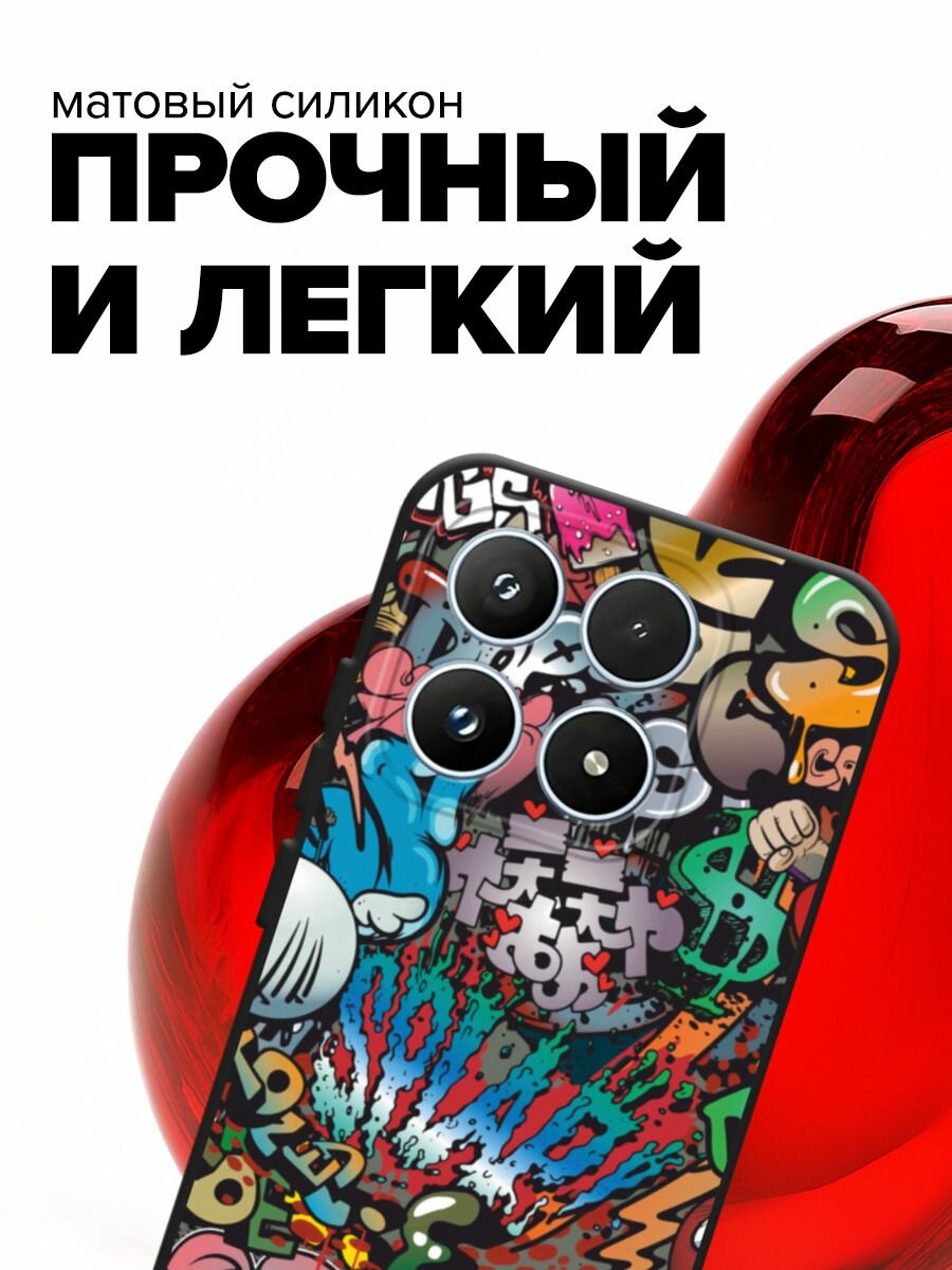 Черный матовый чехол на Xiaomi 17 / Сяоми 17 с принтом Граффити надписи — фото 1