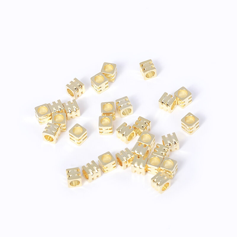 Металлические бусины-разделители, Разделители для бусин,50шт, Размер:3x3мм, для браслетов фурнитура, латунь, позолота 18K