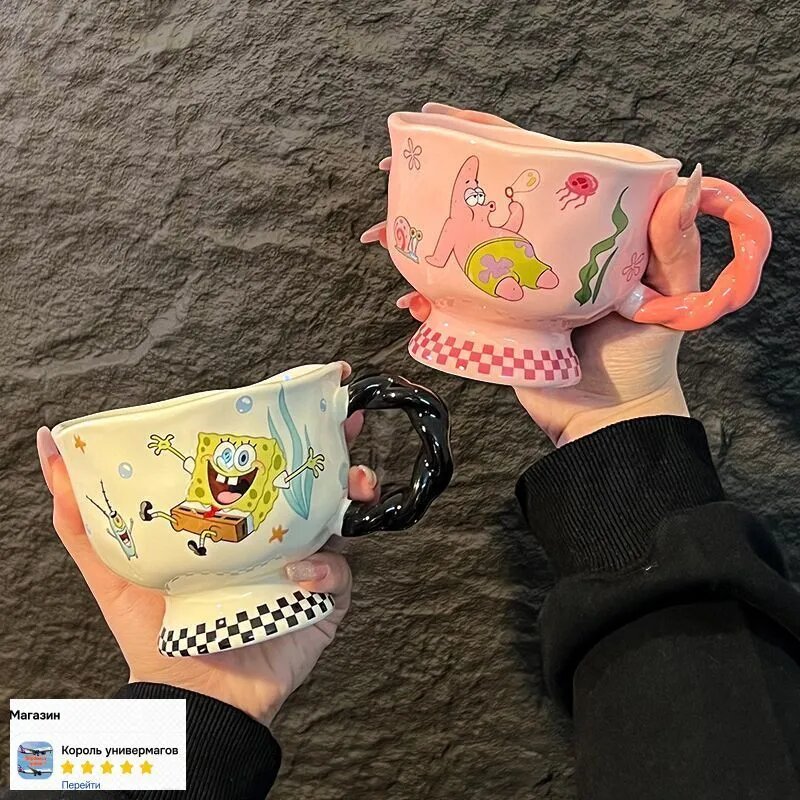 Керамическая чашка SpongeBob SquarePants 360 мл, кружка для чая и кофе, 1 шт. Желтая — фото 1