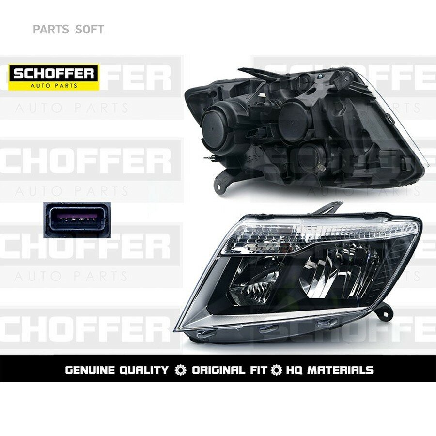 Фара левая Nissan Terrano (2014-н. в.) галоген с корректором от официального дистрибьютора, SCHOFFER, артикул SHF12094