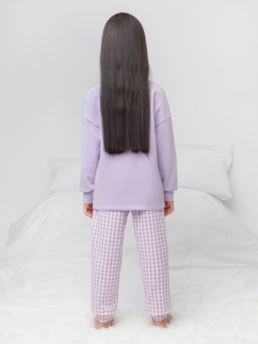 Пижама К 1567/пастельно-лиловый,маленькая клетка