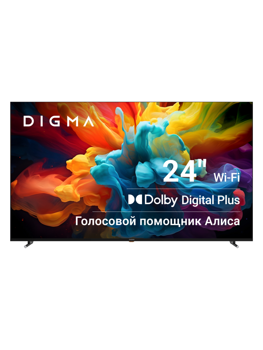 Телевизор Digma DM-LED24SBB32 24" LED, HD, черный, смарт ТВ, YaOS
