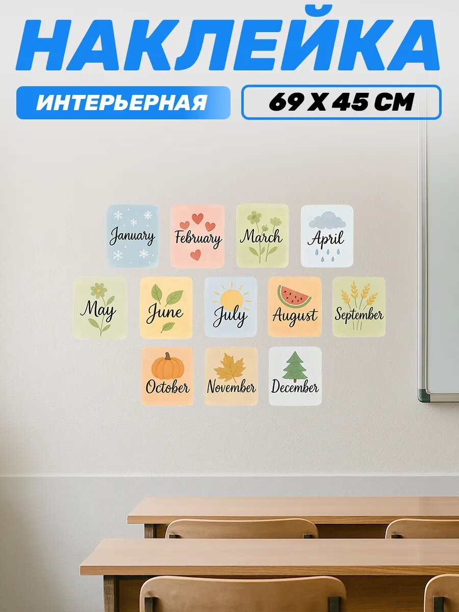 Наклейка интерьерная для декора на стену Месяца английский