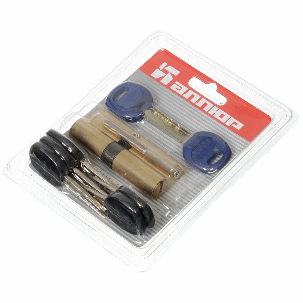 Личинка замка Аллюр DL-01 BP 75 мм, ключ-вертушка, латунь, золото, 5 основных и 2 монтажных ключа, артикул 7834