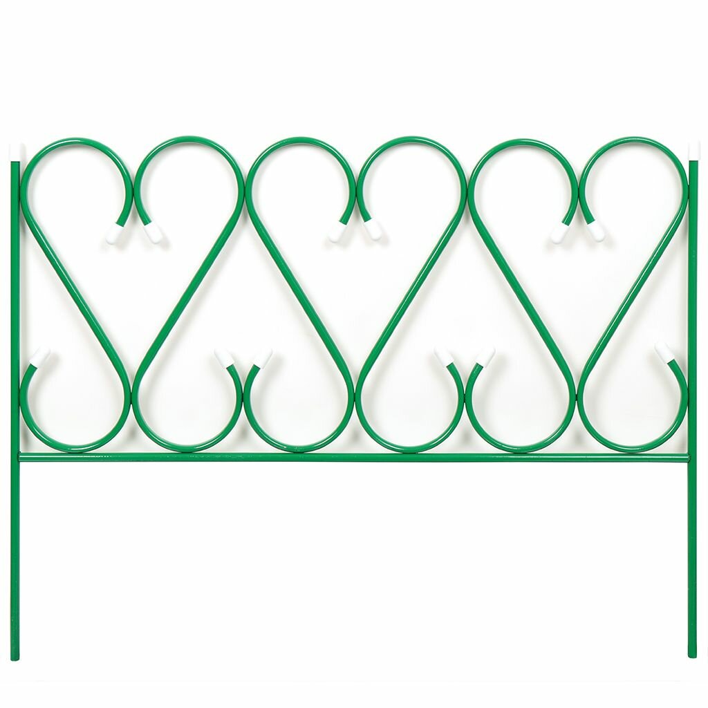Ограждение садовое Изящный из металла, 52х345 см, 5 секций, зеленый декоративный заборчик для клумбы и газона.