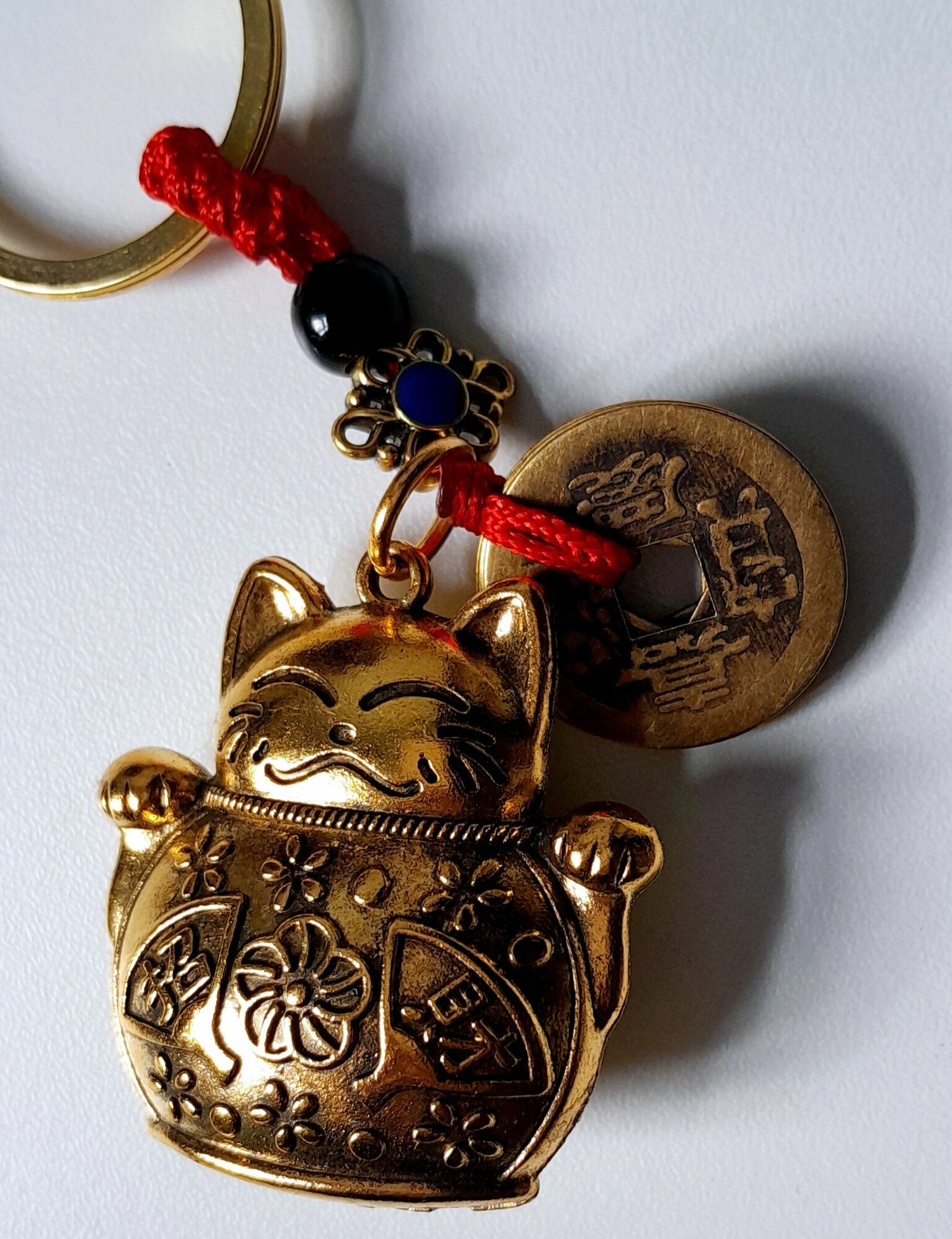 Брелок Кот/подвеска Золотистый Котик счастливый талисман