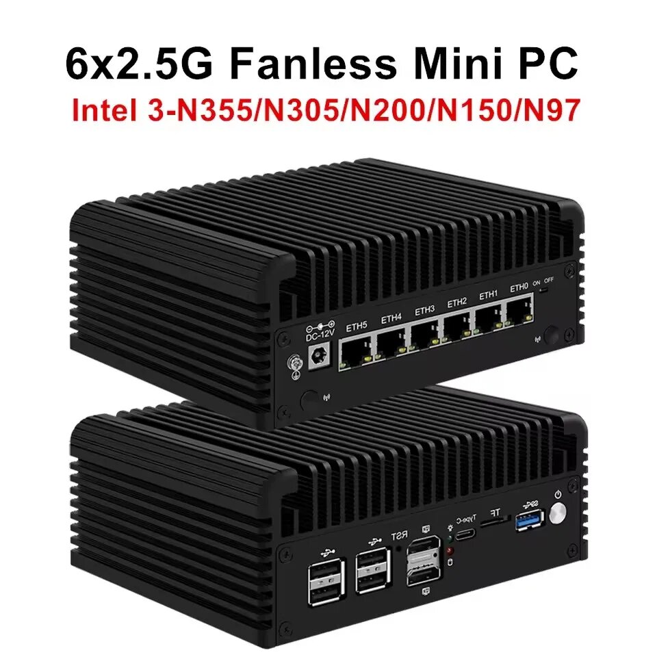 Мини-ПК Topton X6C Intel N97 2.5G 6 LAN портов pfSense