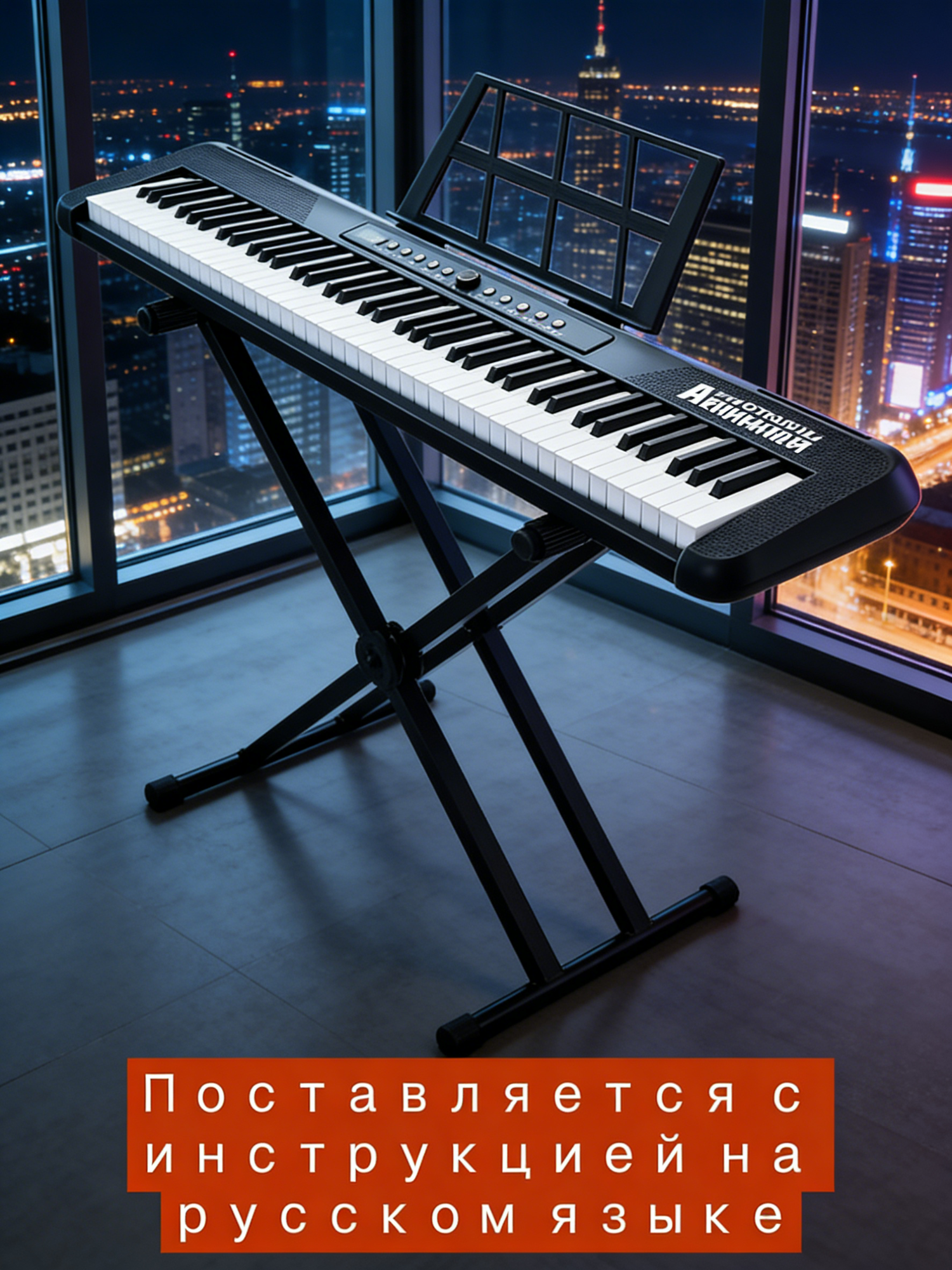 Пианино 88 клавиш, полифония 128, Bluetooth, с кронштейном, для музыкантов, с подставкой для нот