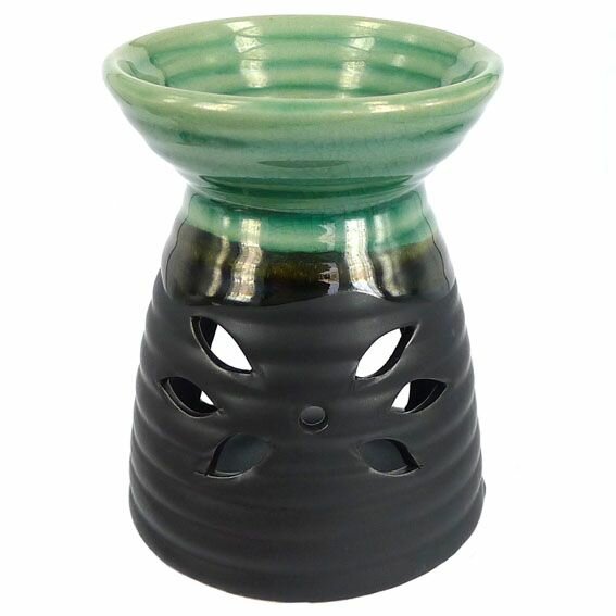 Аромалампа чёрная вазочка С зелёной чашей N315-88 (керамика, 10 см.), 1 шт.