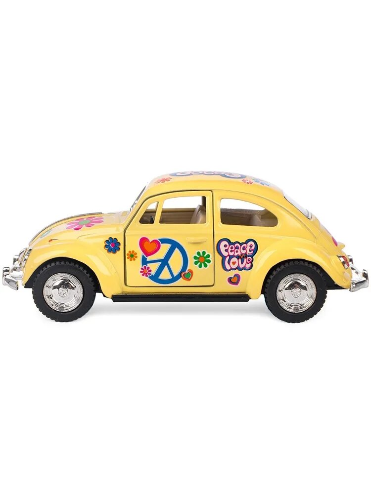 Kinsmart Коллекционная металлическая машинка 1:32 1967 Volkswagen Classical Beetle (Фольксваген Классик Битл Жук) желтого цвета — фото 1