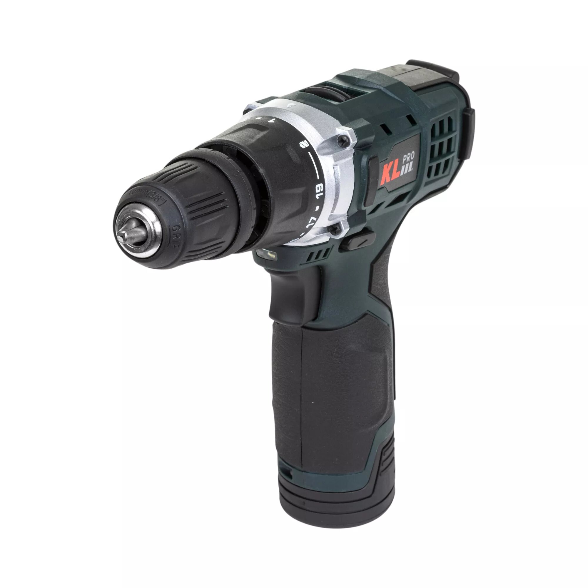 Профессиональный аккумуляторный шуруповерт KLPRO KLNM1020S (10,8В, LI-ion 2.0Ач, 3 сменные насадки, 19 ступений, 30Нм)