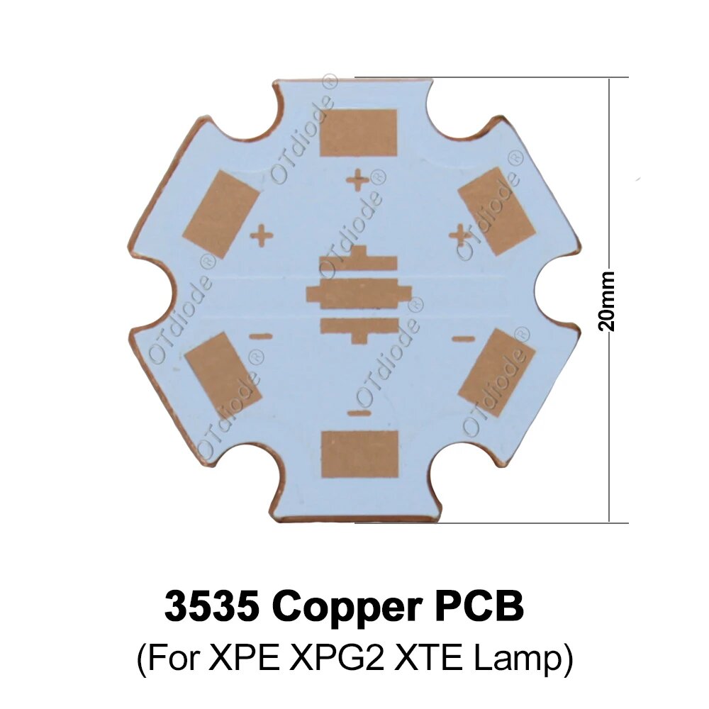 Медная плата 3535 для XPE XPG2 XTE, 20mm, 5pcs