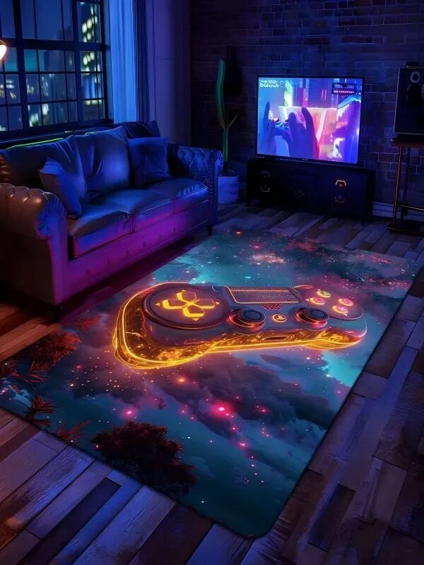 Ковер для игровой консоли, 80x50 см, прямоугольный, для детской комнаты, с изображением геймпада