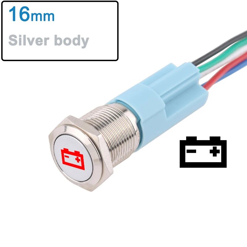 Антивандальная металлическая кнопка DIANQI 16/19 мм 1NO 1NC Momentary reset, 16mm-Red LED-S