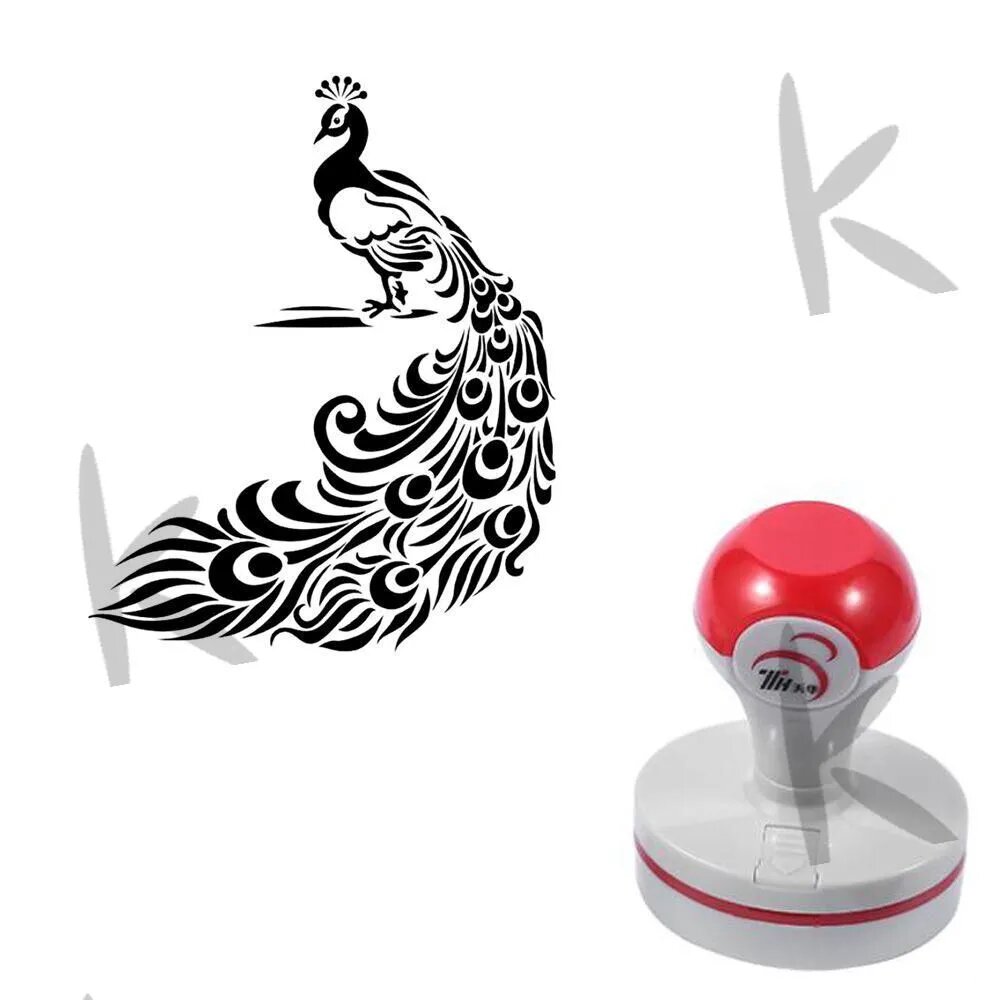 Штамп автоматический круглый с чернилами горчичного цвета, размер оттиска 40х40 мм, пластик