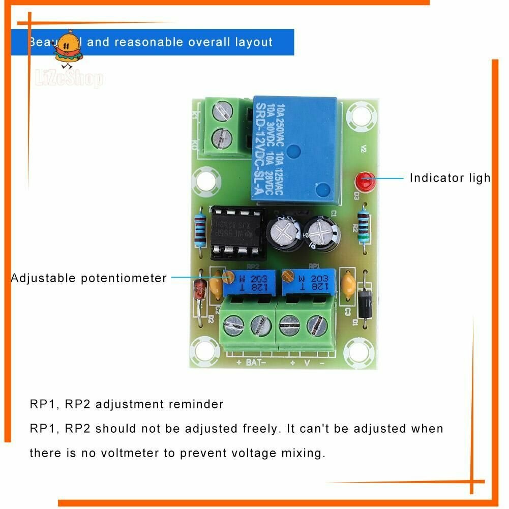 Контроллер зарядки аккумулятора XH M601, DC 12V, умное зарядное устройство, плата управления питанием