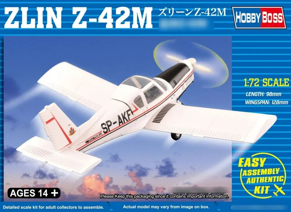 Hobby Boss 80299 1/72 ZLIN Z-42M сборная модель самолета для взрослых 14+, масштаб 1:72, длина 98мм