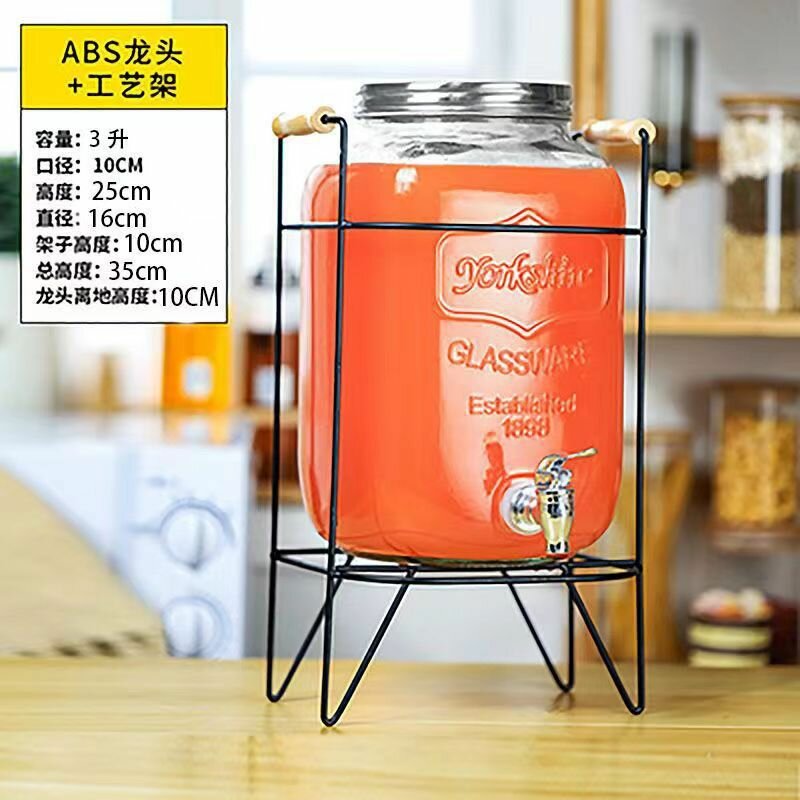 Диспенсер для колы с краном для прямой продажи, диспенсер для холодной воды, диспенсер для напитков для чаепитий, емкость для сока, утолщенная стеклянная бутылка для лимонного вина.