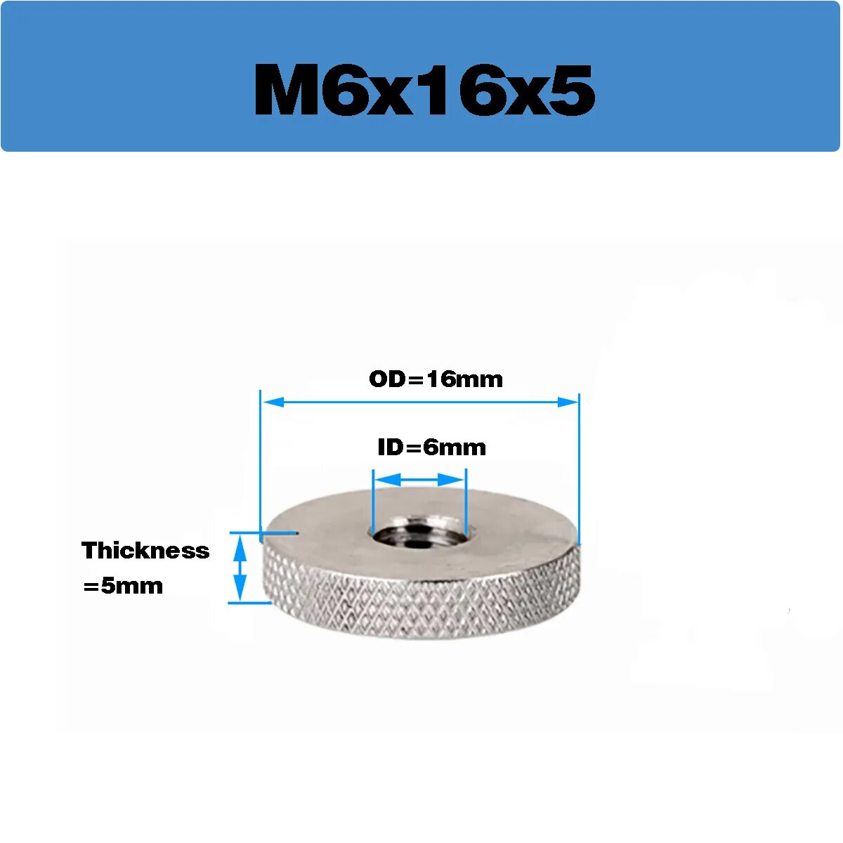 Гайка M6x16x5, цвет: 2pcs
