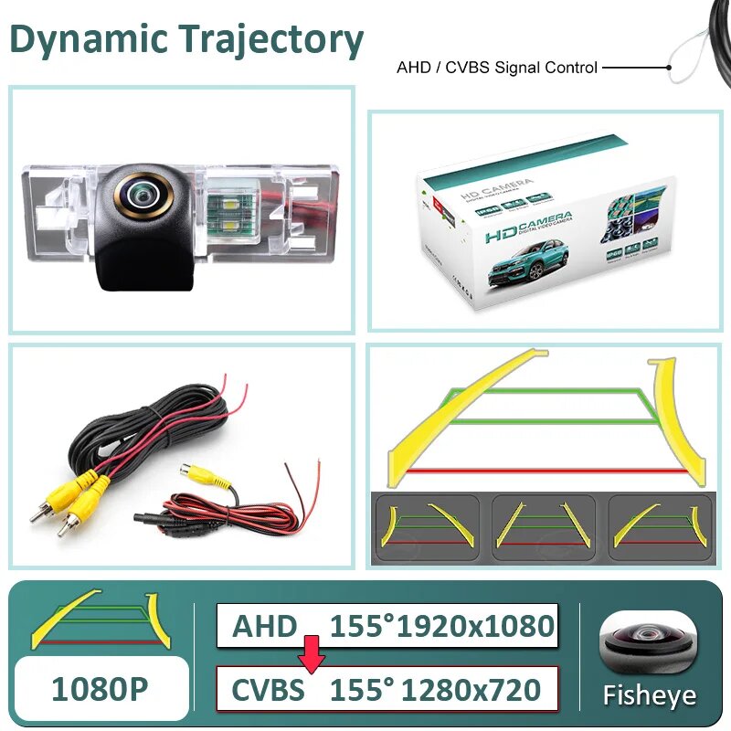 Автомобильная камера заднего вида AHD 1080P, 155°