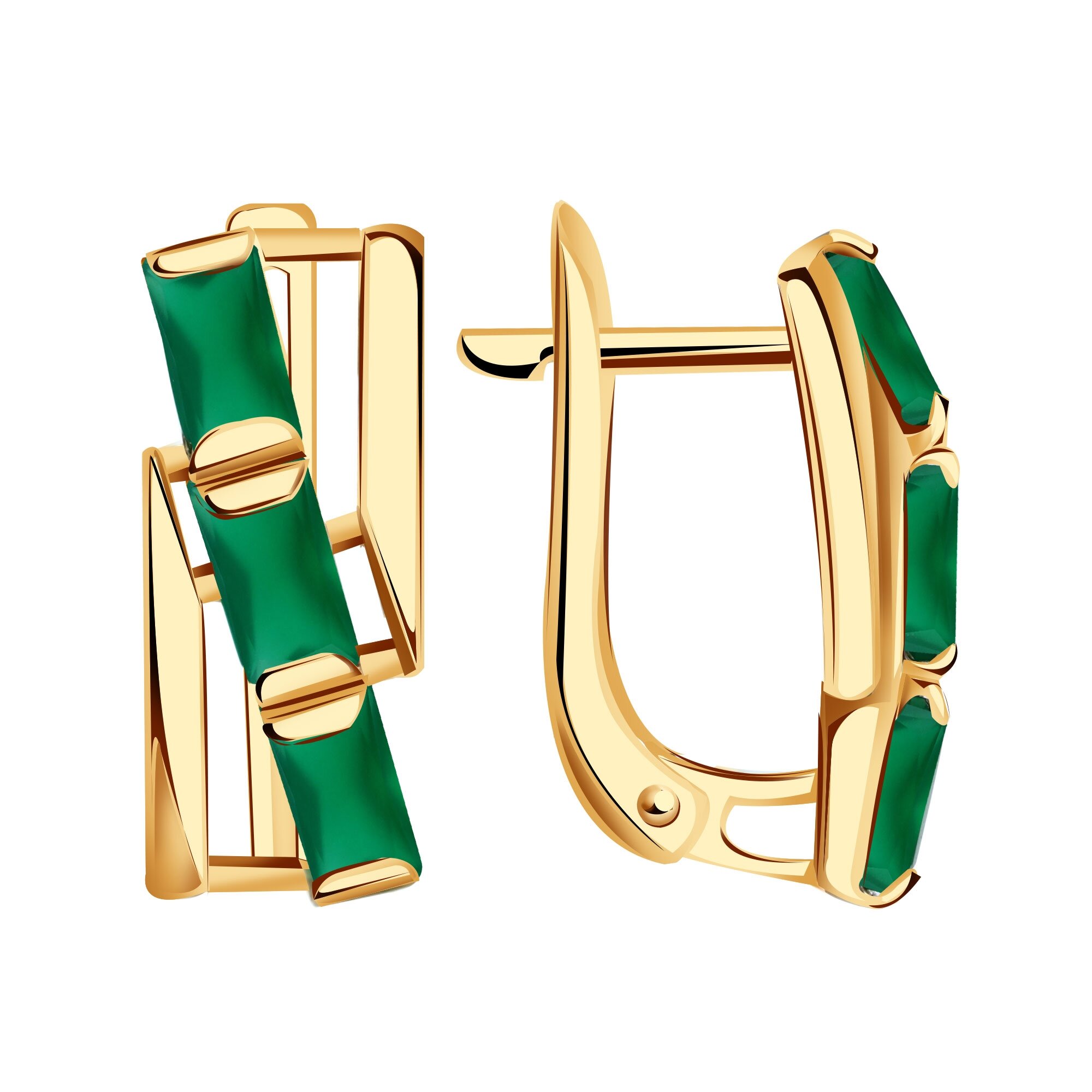 Серьги, красное золото, 585 проба, агат