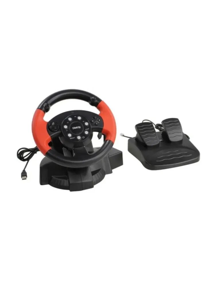 Игровой руль Dialog GW-125VR E-Racer, проводной, вибрация, для PC, 2 педали, рычаг ПП, USB