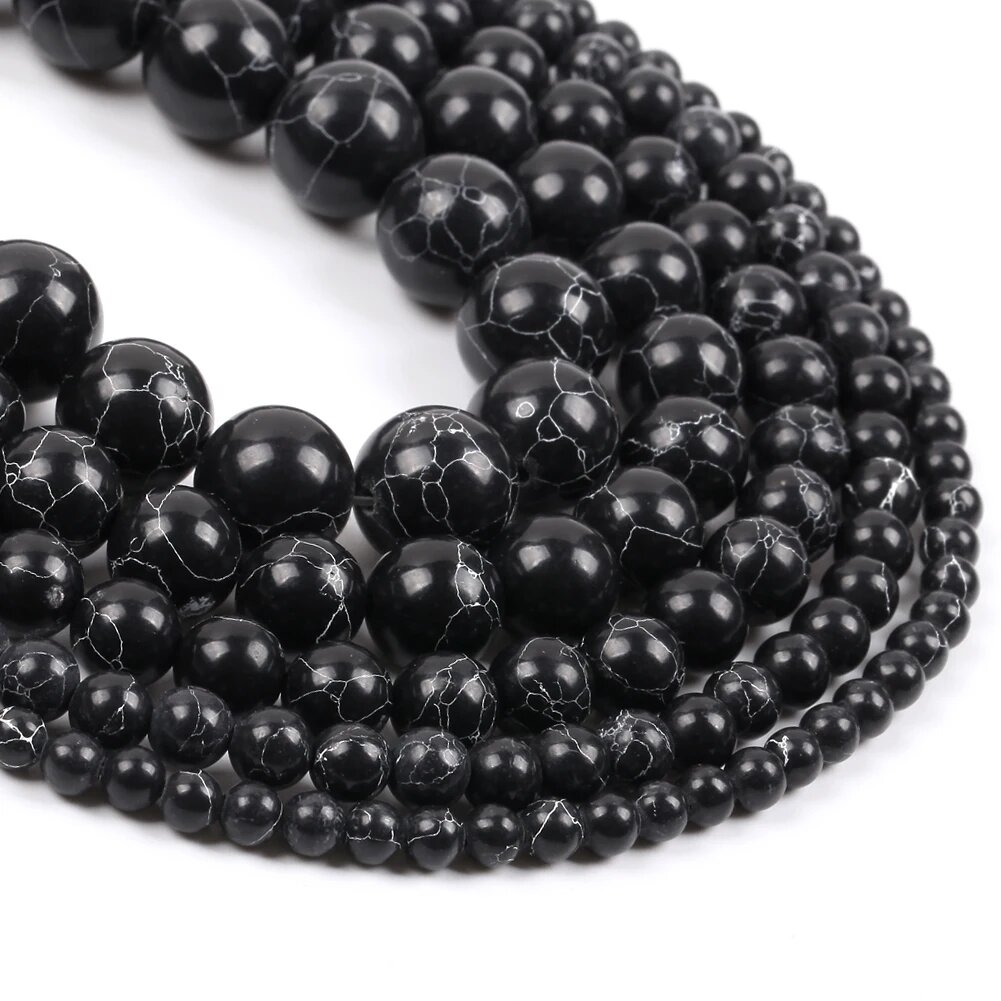 Бусины черные, Black Turquoise, 6 мм, 60 шт.