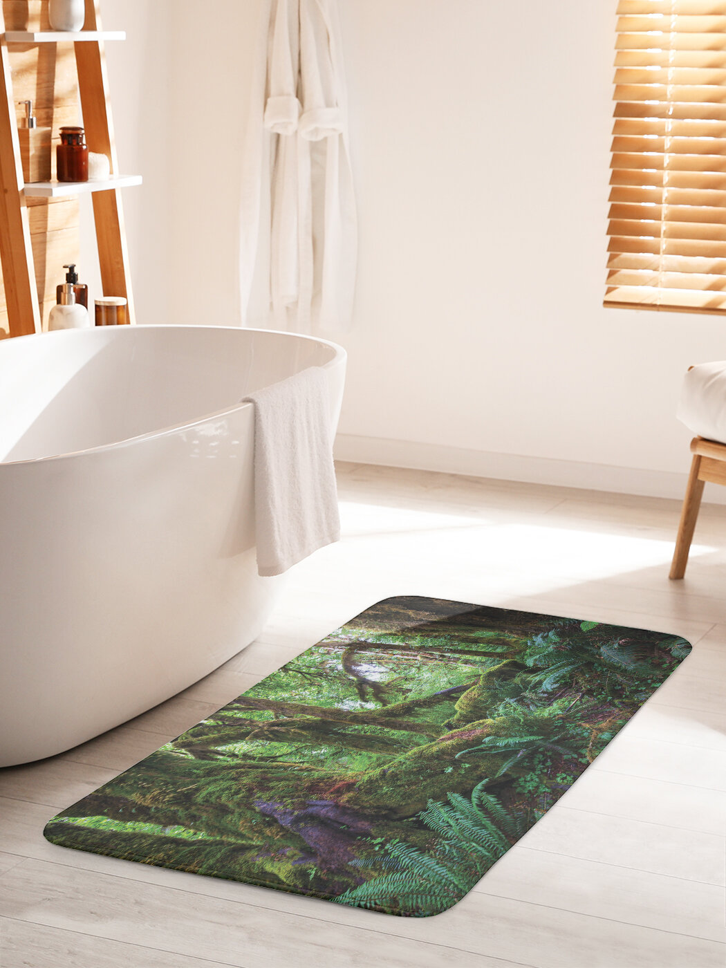 Коврик для ванной комнаты и туалета противоскользящий "Лес во мху" 60х100 см, JoyArty