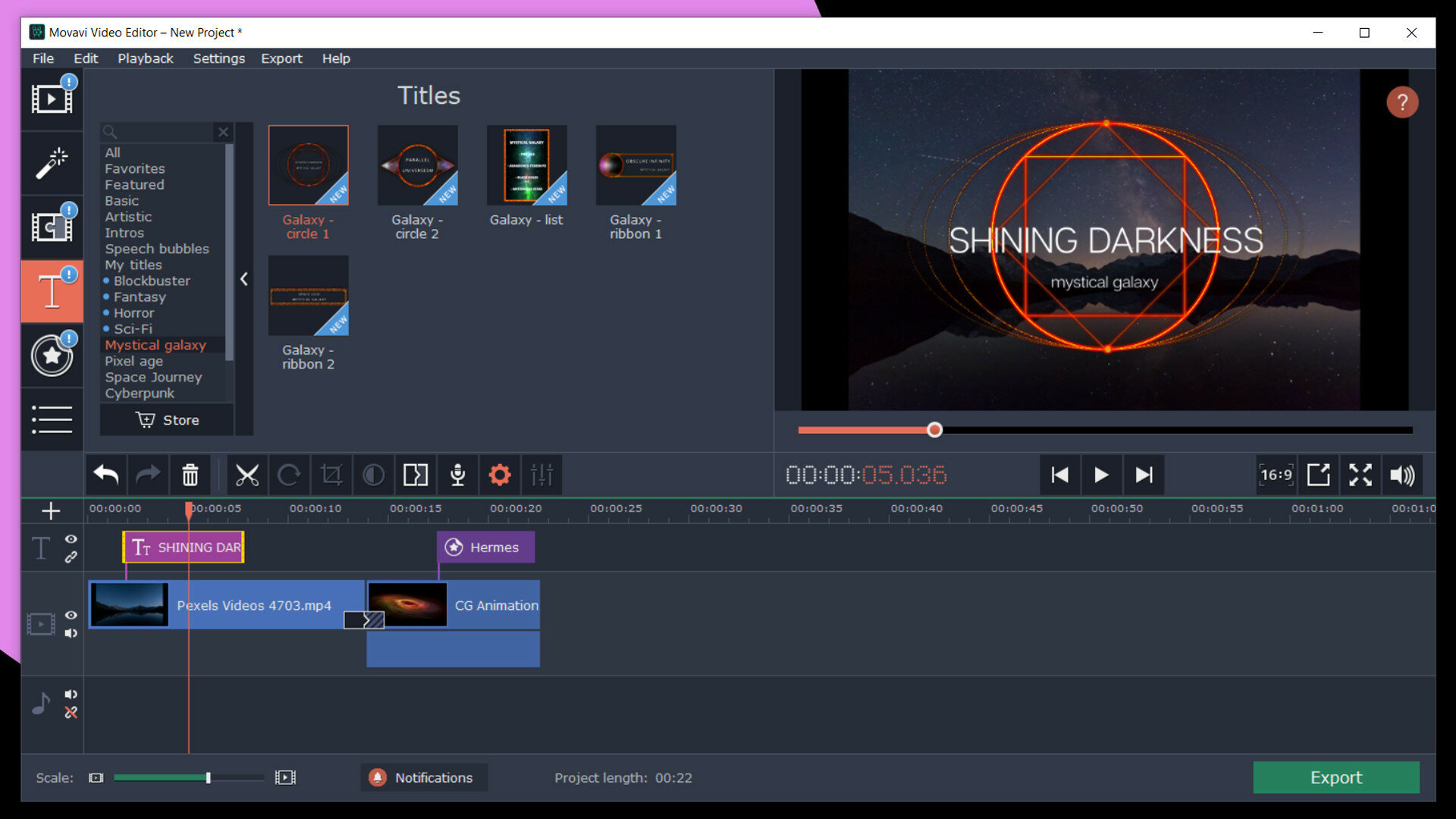 Movavi Video Editor Plus 2020 - Mystical Galaxy Pack DLC Steam Ключ