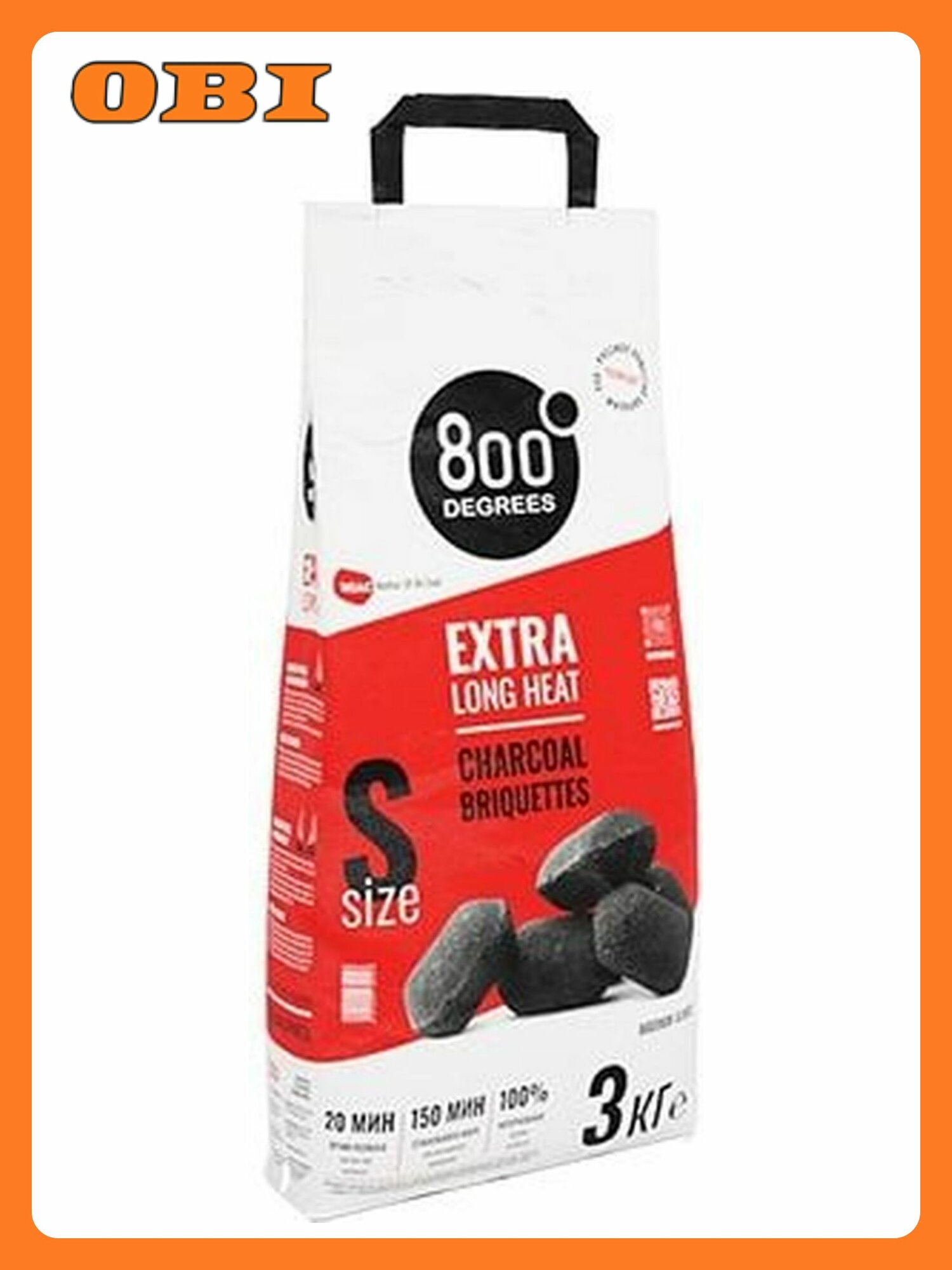 Уголь Брикеты 800 Degrees size S 3 кг