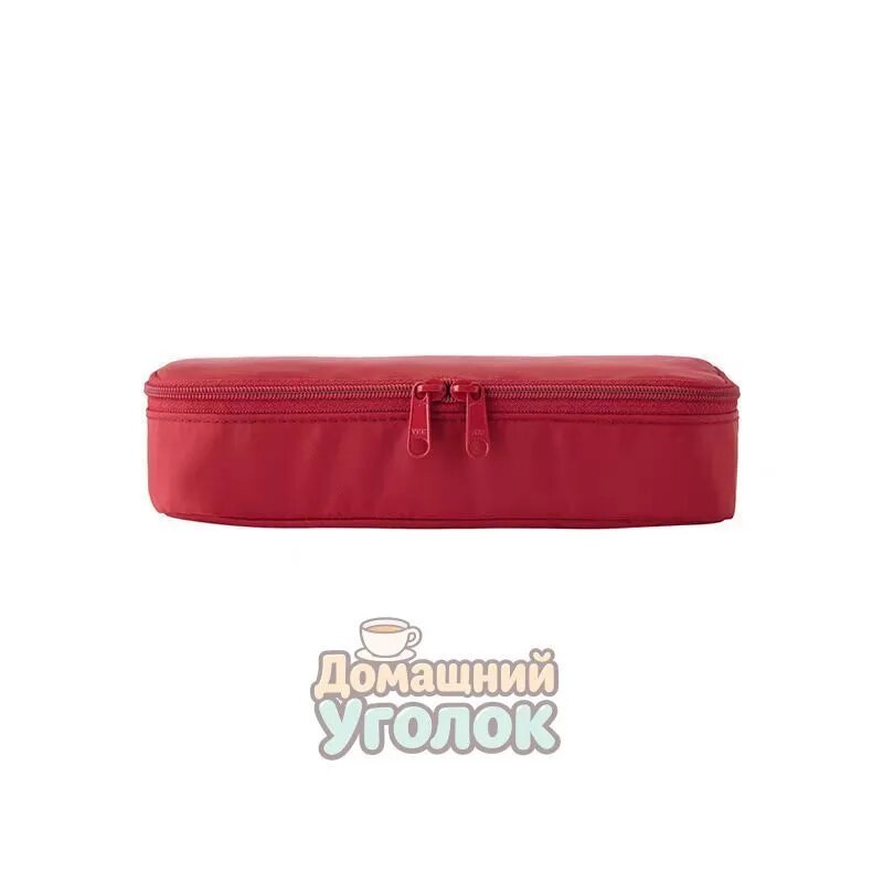 Пенал MUJI нейлоновый темно-красный 19х8х4.5 для школы и офиса, с молнией