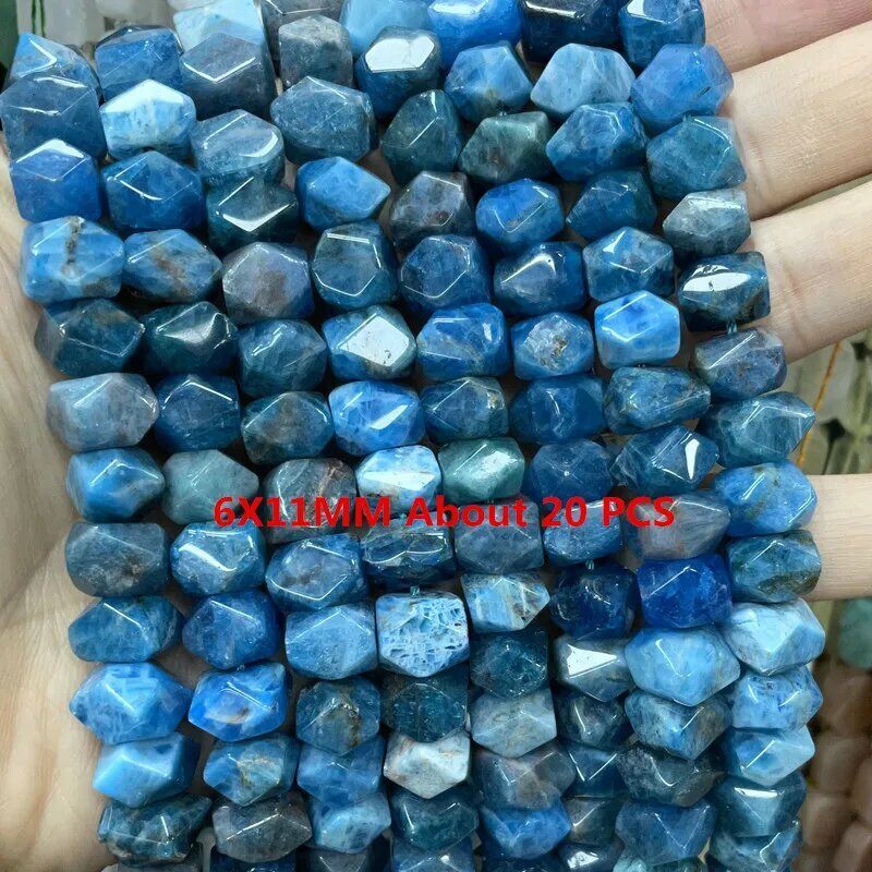 Синий апатит бусины 6x11мм, 20 шт