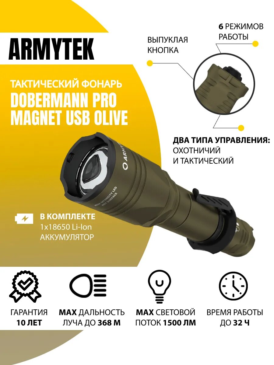 Фонарь аккумуляторный тактический светодиодный