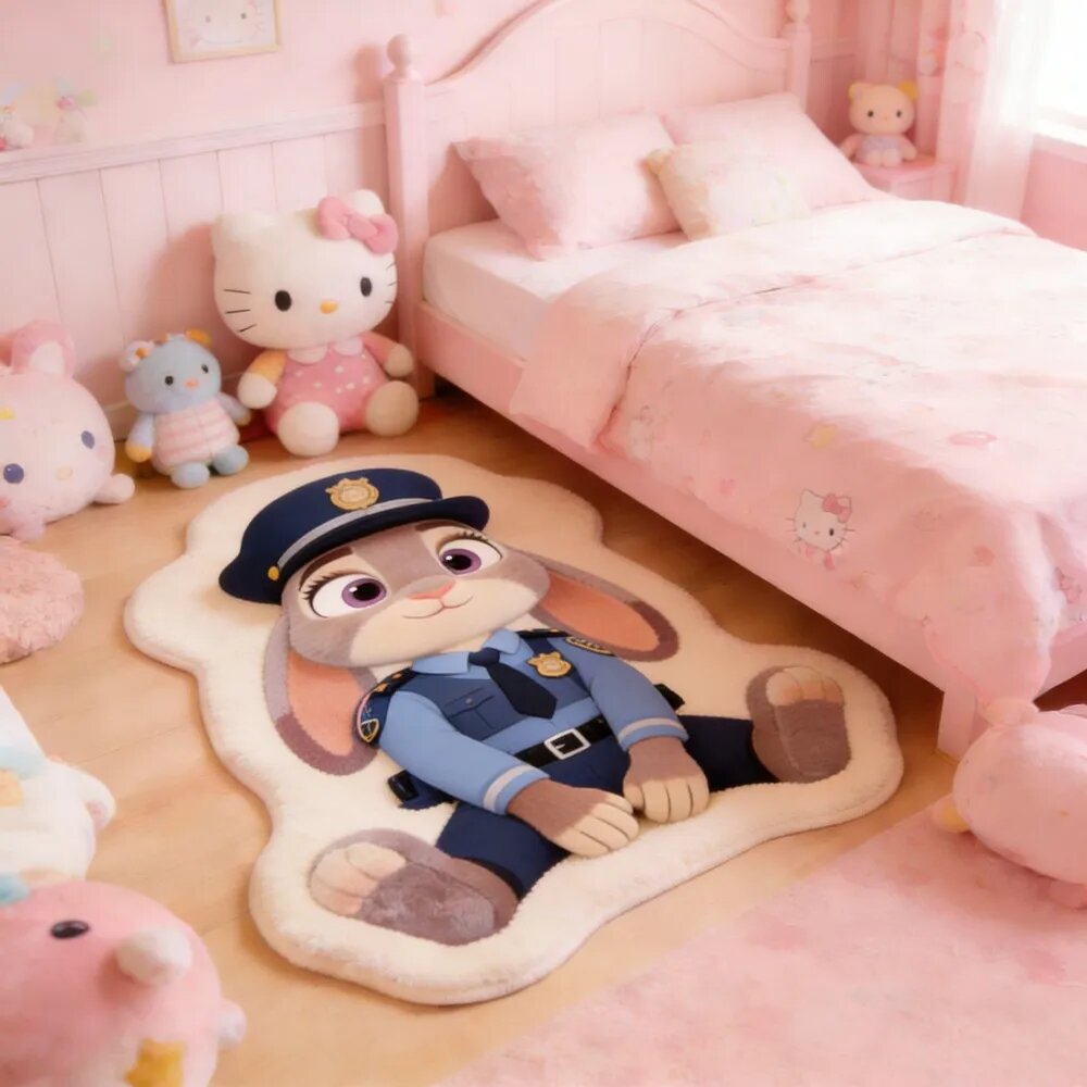 Ковер Zootopia Judy Hopps 60x60 см, детский коврик для комнаты, мягкий пушистый ковер, декор для детской
