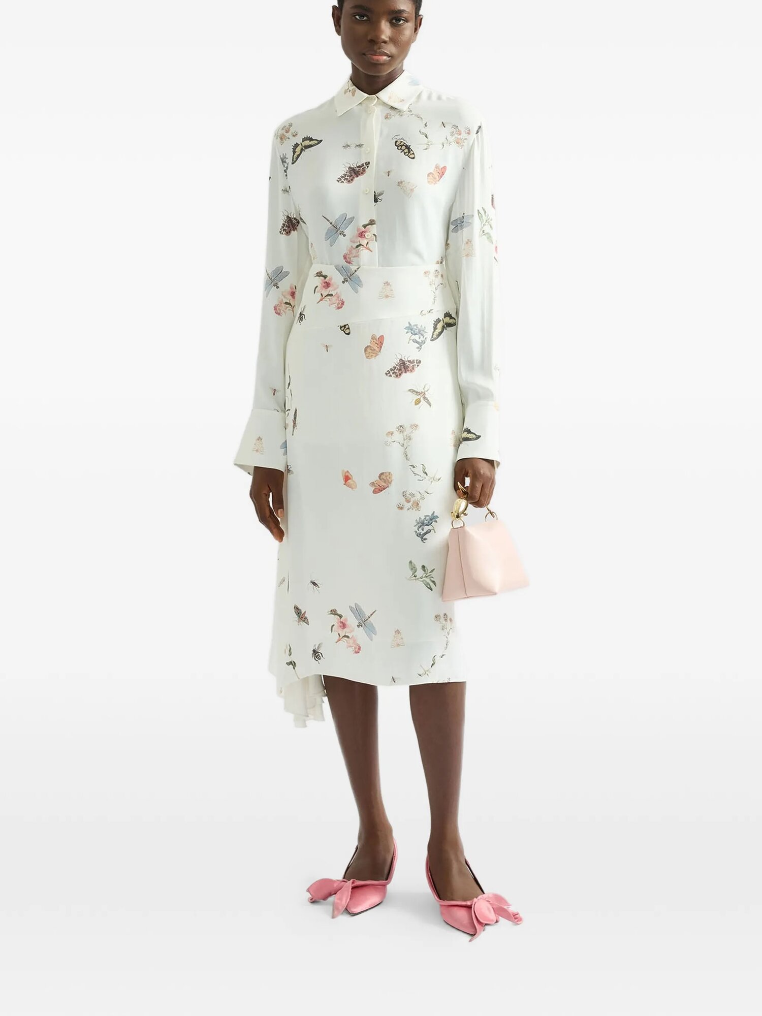 Юбка Erdem Draped midi skirt, размер 10, белый — фото 1
