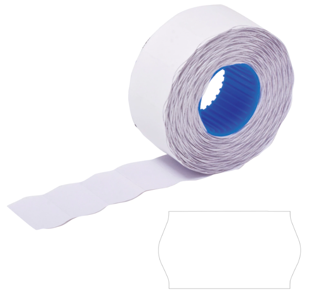 Этикет-лента 22*12мм волна, белая, комплект 5 рулонов по 800 шт, BRAUBERG, 123572