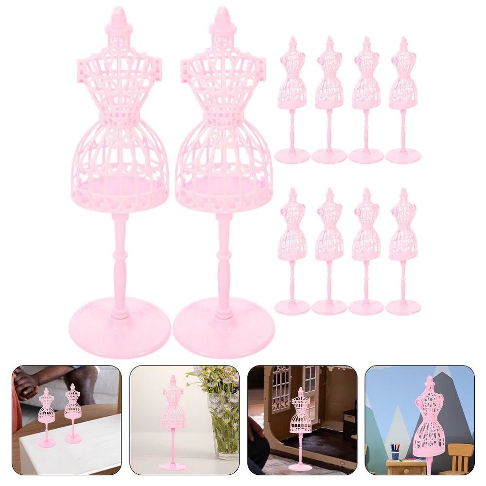 Розовые пластиковые мини-манекены для одежды кукол, набор из 10 шт, для декора