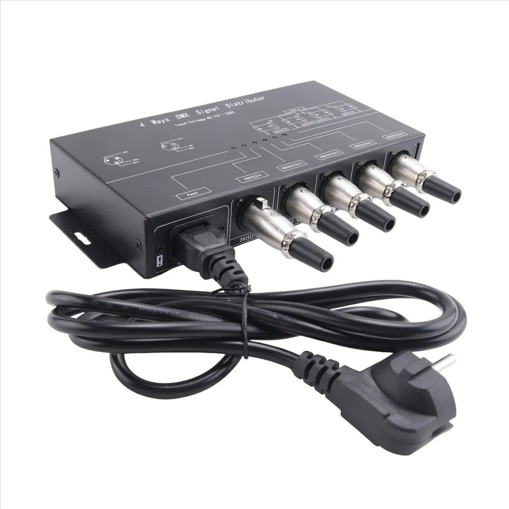 Разветвитель усилителя DMX512 Повторитель сигнала DMX512 1CH DMX121 4CH 4 порта вывода Распределитель сигналов DMX124, AC100V240V
