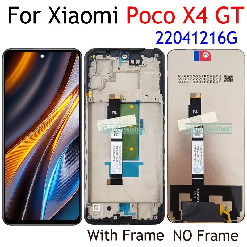 Черный ремонт 6,6 "для Xiaomi Poco X4 GT ЖК-дисплей, сменный преобразователь Black With Frame
