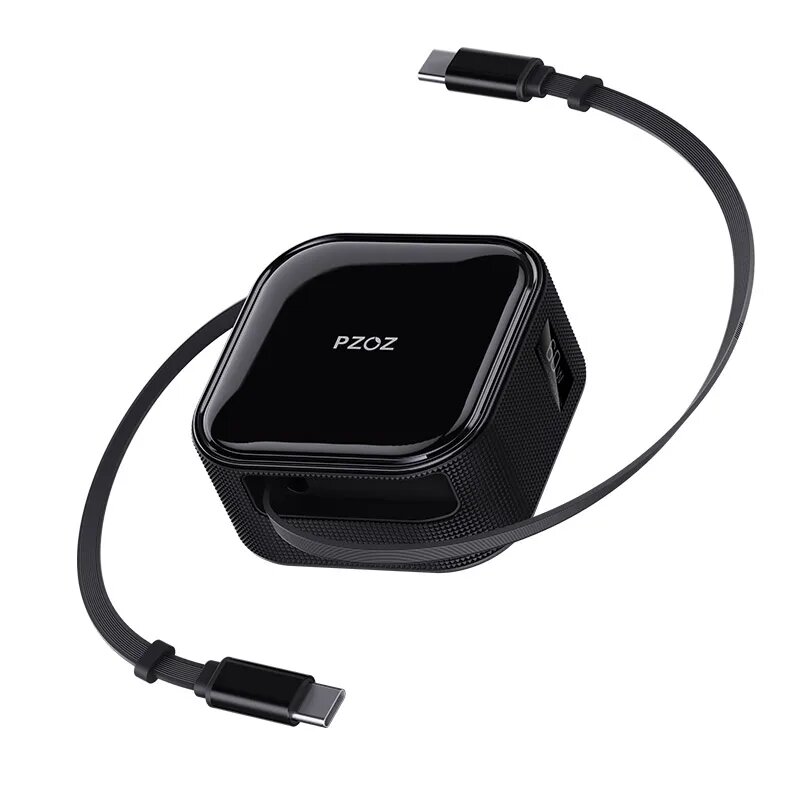 PZOZ: Выдвижной магнитный кабель USB-C на Type-C для быстрой зарядки iPhone, iPad, MacBook, ноутбуков, с функцией организации кабелей