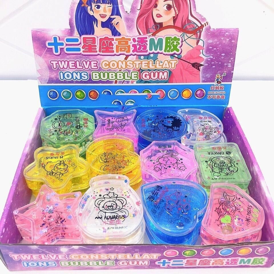 12 созвездий пузырьковый клей 24 штуки высокая прозрачность M клей блестящие добавки кристаллическая грязь сердце цветок слайм грязь горячая распродажа