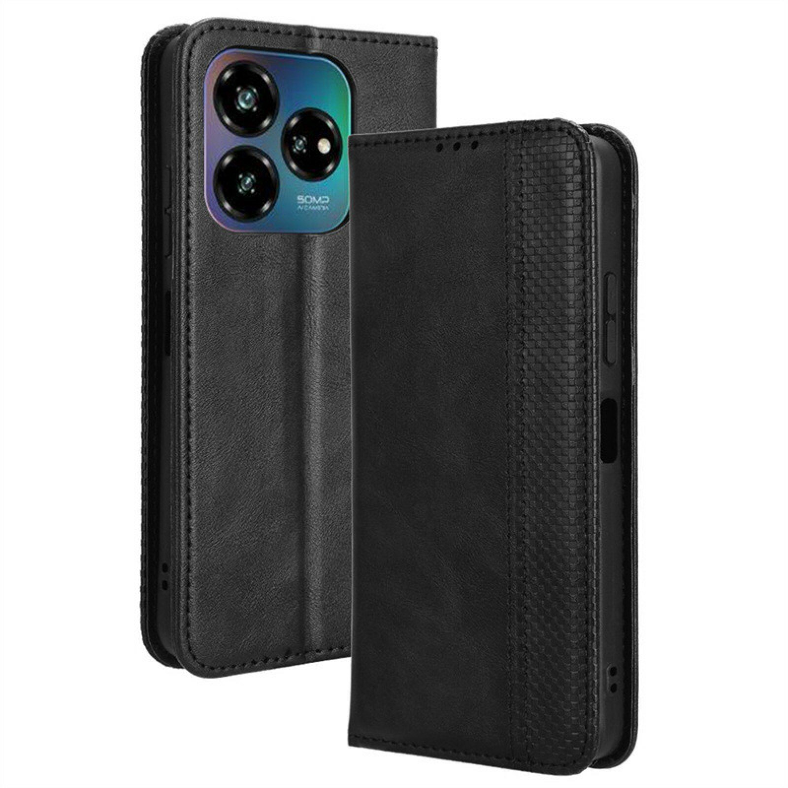 Чехол-книжка MyPads Caso retrò для ZTE Blade A75 и Nubia V60 из импортной кожи с мульти-подставкой и визитницей