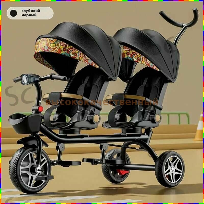 Двухместный складной тандем-велосипед для детей от 1 до 6 лет с возможностью катания спереди и сзади, компактное хранение