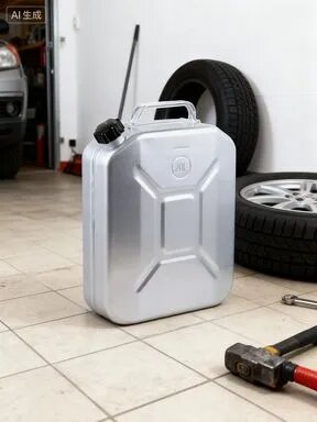 Канистра для ГСМ 20 л металлическая алюминиевая серебристая для топлива, 35x15x49 см, Китай